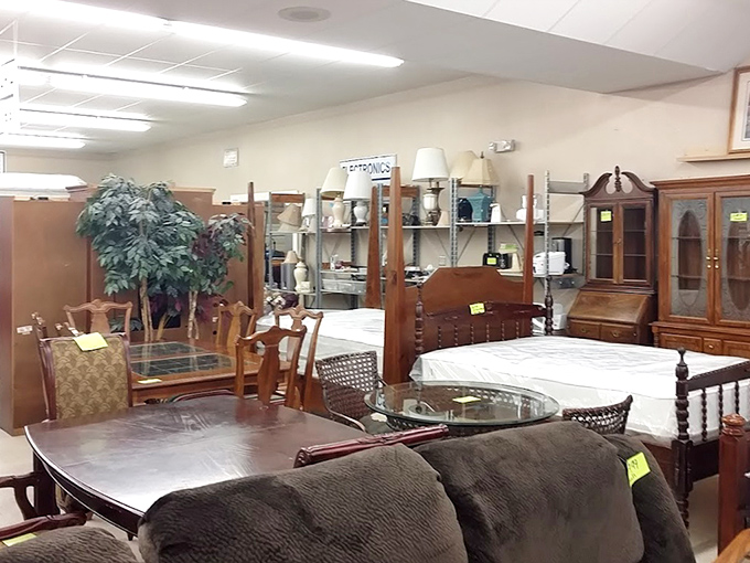 Bedroom sets and dining tables stand at attention, each piece silently whispering, "Take me home and give me a second act!"