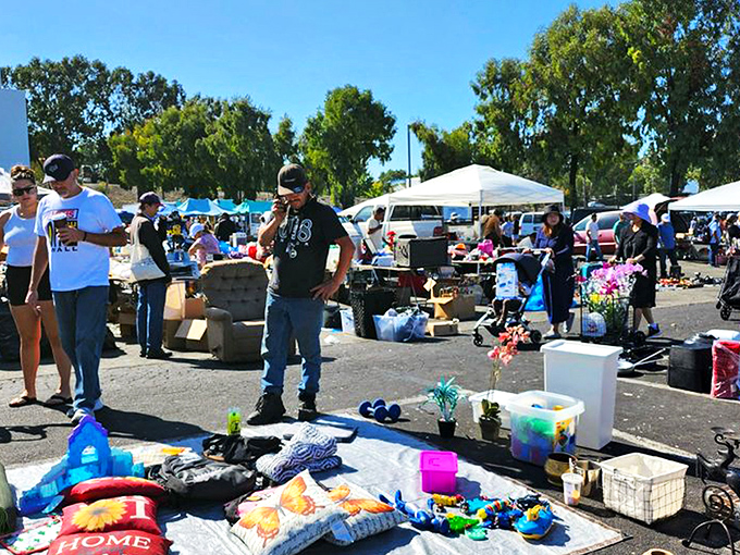 Weekend warriors and bargain hunters unite in this asphalt bazaar, where one person's castoffs become another's must-have treasures.