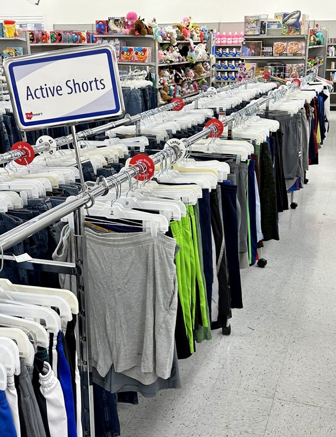 The "Active Shorts" section proves one thing: in the thrift universe, organization is king. Marie Kondo would shed a tear of joy here.