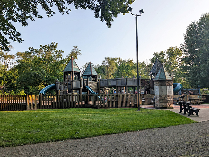 Stauffer Park offers families a whimsical castle-themed playground where kids can burn off energy after sampling too many homemade treats.