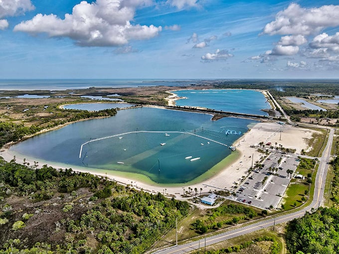 SunWest Park's crystal waters and inflatable playground prove that retirement doesn't mean retiring from fun. Adult recess is alive and well!