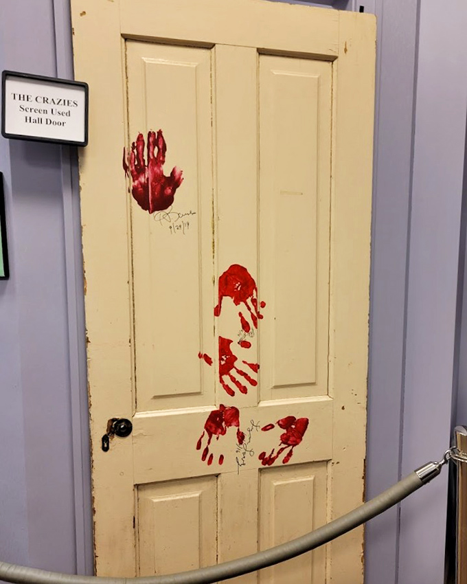 This isn't just any door &ndash; it's screen-used from "The Crazies." Those handprints tell stories that would make your grandmother clutch her pearls.
