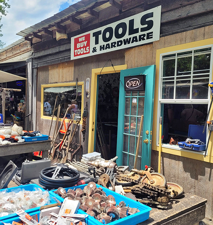 This hardware haven would make Tim Allen grunt with approval. Tools waiting for their next project and the hands to bring them back to life.