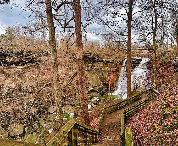 Fall brings a special magic to Brandywine Falls, where autumn's palette frames the cascading water in a scene worthy of a calendar cover.