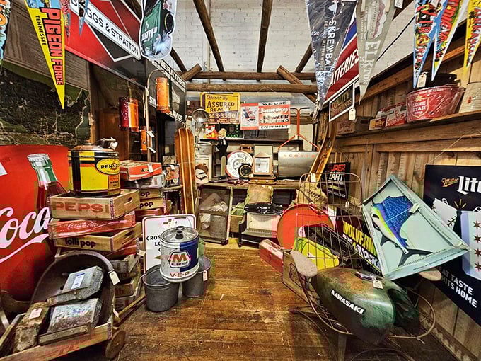 Nostalgia overload! This booth is where advertising history and your childhood memories collide in a technicolor explosion of vintage Americana.