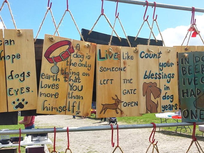 These wooden signs speak the universal language of dog lovers. Your wallet might say no, but your heart says "who's a good sign?"