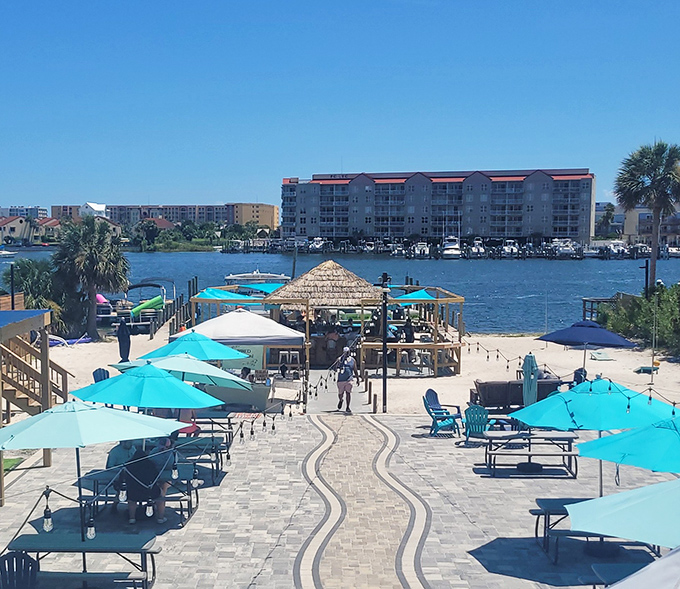 Tiki umbrellas and turquoise waters create the perfect backdrop for that "I can't believe I can afford this lifestyle" selfie.