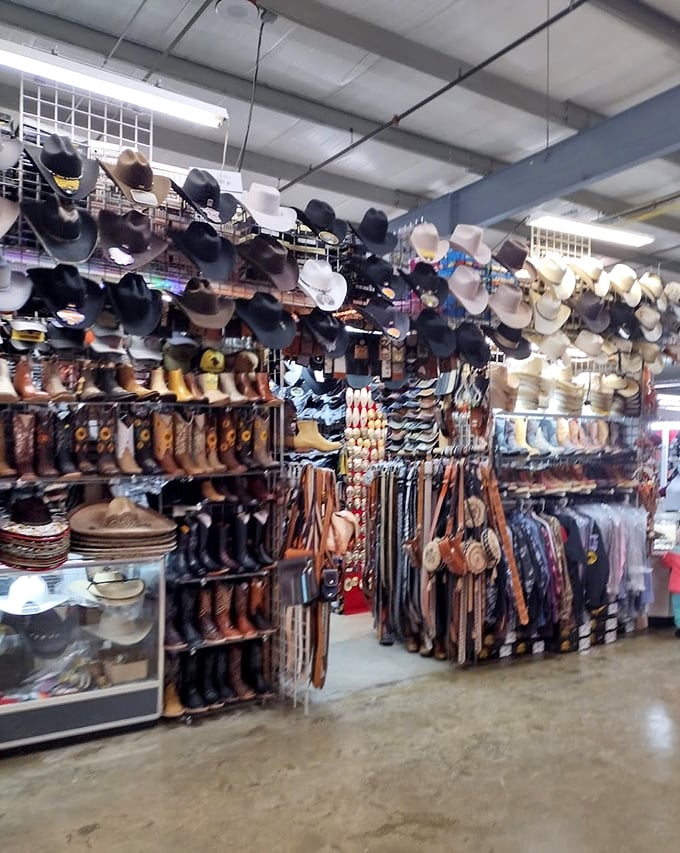 Cowboy boot heaven! This isn't just footwear&mdash;it's a wall of Western dreams where urban cowboys and authentic ranchers shop side by side.