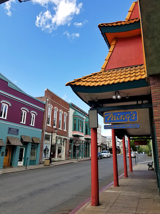 Ming's Restaurant stands as a colorful landmark among Yreka's historic buildings, proving good Chinese food exists everywhere worth living.