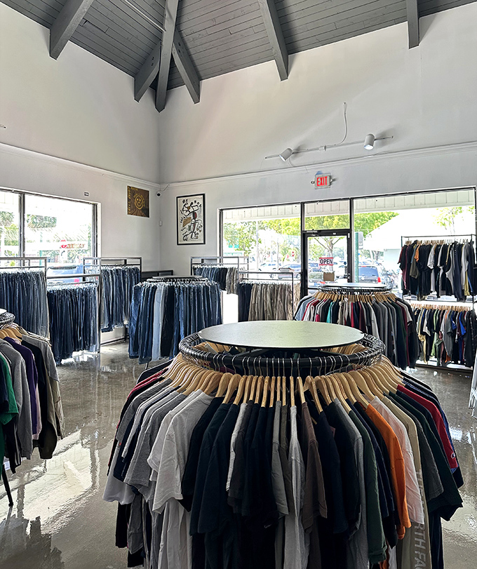 High ceilings and natural light transform secondhand shopping into a surprisingly elegant treasure hunt experience.