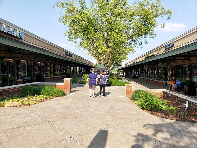 Tree-lined walkways transform retail therapy into a pleasant stroll through this shopping village paradise.