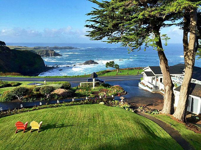 Those Adirondack chairs aren't just furniture&mdash;they're front-row seats to nature's greatest show. The Pacific puts on quite a performance here.