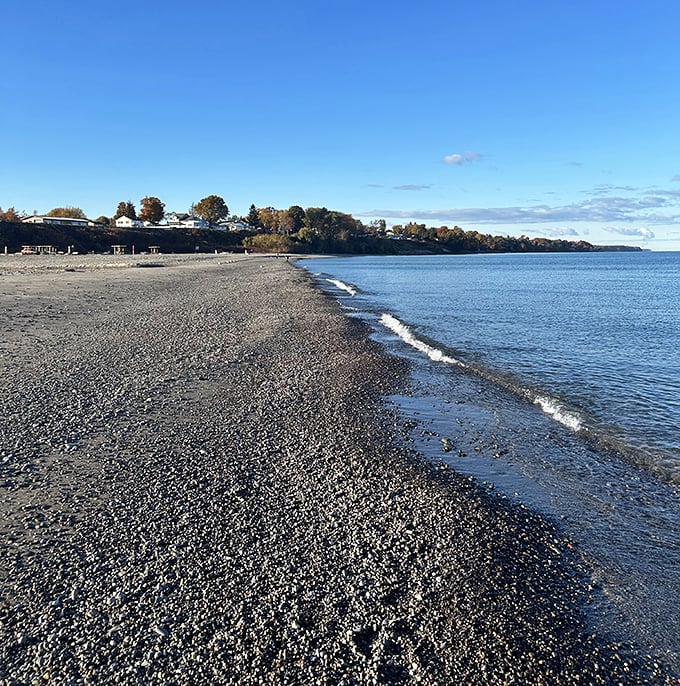 Who needs ocean beaches when Lake Erie delivers this peaceful shoreline? The gentle waves and expansive horizon might fool your friends on social media.