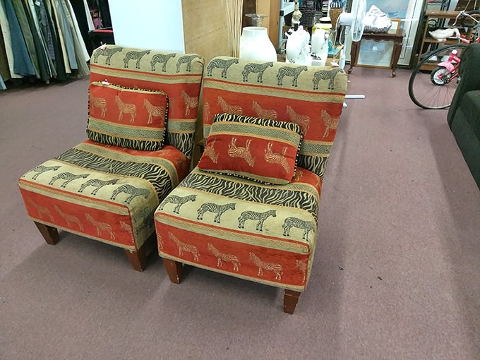 These safari-themed chairs aren't just seating&mdash;they're conversation pieces waiting to tell stories in someone's living room.