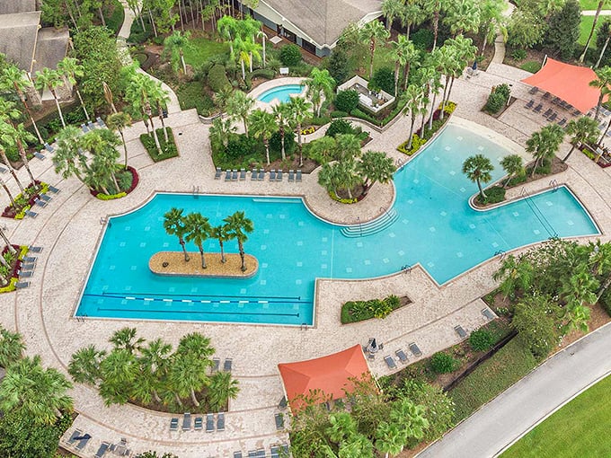 The community pool isn't just a place to swim &ndash; it's Florida's version of the town square, complete with palm tree islands and endless summer vibes.