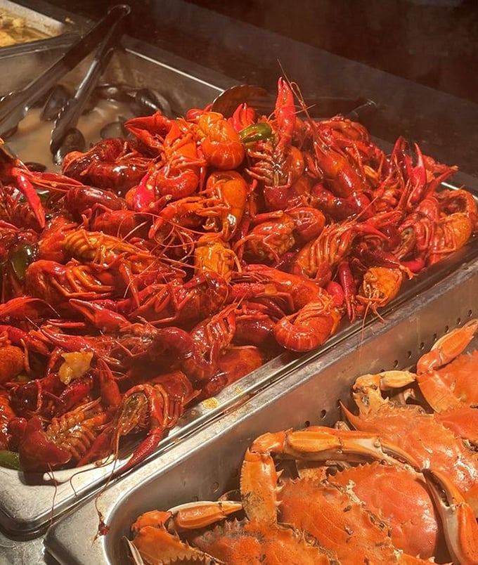 Maryland meets Louisiana in this glorious heap of perfectly seasoned crawfish and crabs. Your fingers will get messy, but your soul will thank you.