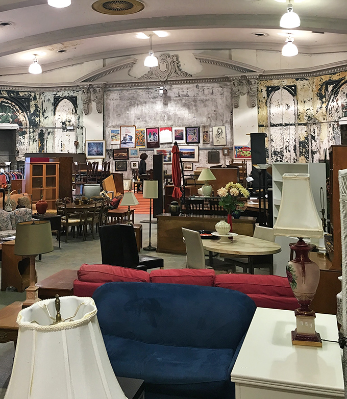 Furniture finds that span decades await new homes. That blue sofa is practically begging to host your next Netflix marathon!