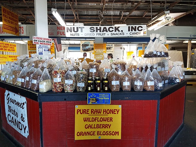 The Nut Shack's display is a snacker's dream come true. Those honey-roasted pecans alone are worth the drive from anywhere in Florida.