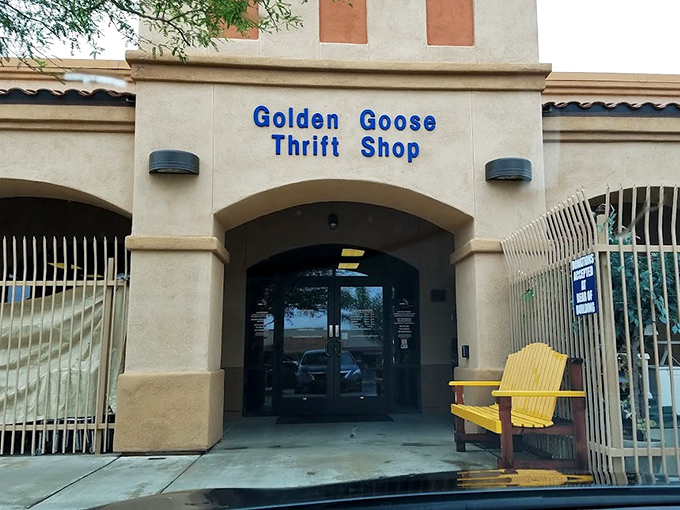 That bright yellow bench isn't just seating&mdash;it's the universal symbol for "rest here before diving back into the treasure hunt."