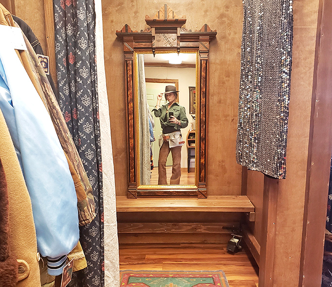That antique mirror has witnessed decades of fashion evolution—now it's your turn to create a new chapter in vintage style.