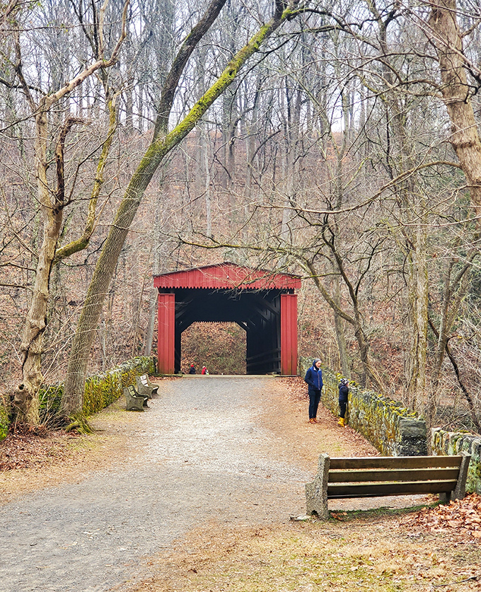 A portal through time: Standing at the entrance, you half expect a horse-drawn carriage to emerge from this 19th-century treasure nestled in Philadelphia's woodland.