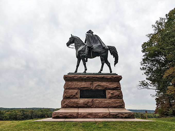 General Wayne surveys his domain with the confidence of someone who never had to parallel park.