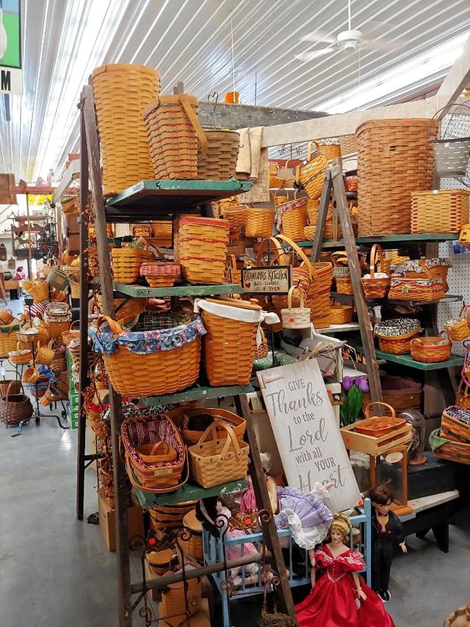 Longaberger basket bonanza! This handwoven wonderland proves that before plastic totes took over the world, storage solutions could actually be beautiful family heirlooms.