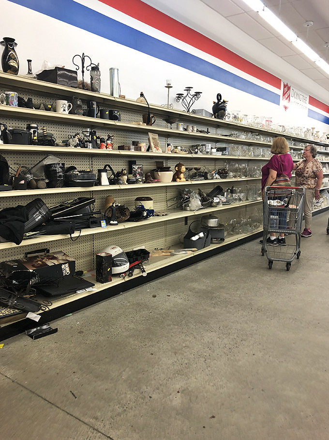 One shopper's abandoned kitchen gadget is another's culinary revelation. These shelves are where fondue sets and bread machines get their second chance at greatness.