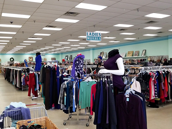 The ladies' section is organized chaos at its finest, where designer labels hide among everyday basics like truffles in a forest.