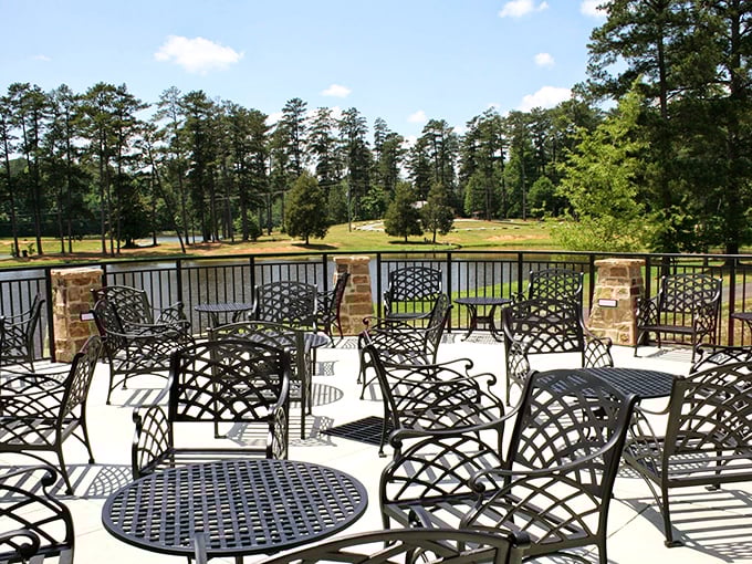 Outdoor dining with a view proves that some meals are best enjoyed under Georgia's endless blue skies.