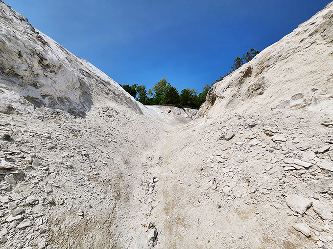 Walking through these chalky corridors feels like exploring the surface of the moon, minus the space suit.