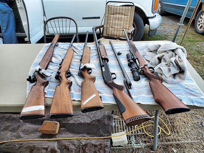 History on display. These vintage firearms tell stories of Pennsylvania's hunting heritage, each wooden stock and barrel polished by generations of careful hands.