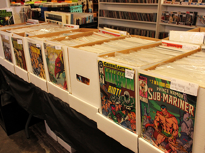 Comic book heaven where your childhood heroes wait patiently in plastic sleeves, ready for their second act.