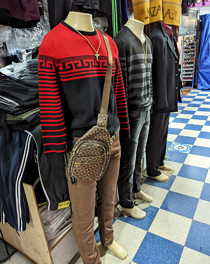Mannequins sporting the latest in affordable fashion. That red and black sweater is practically screaming, "Take me home and make your friends jealous!"