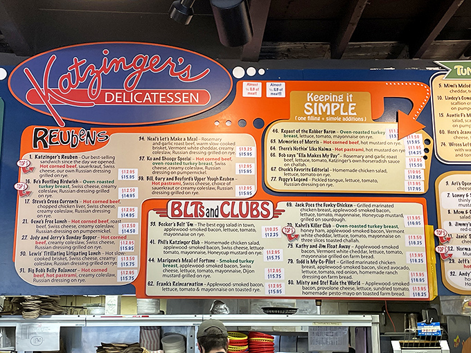 This menu board isn't just a list—it's a roadmap to happiness with enough Reuben variations to keep you coming back weekly for a year.