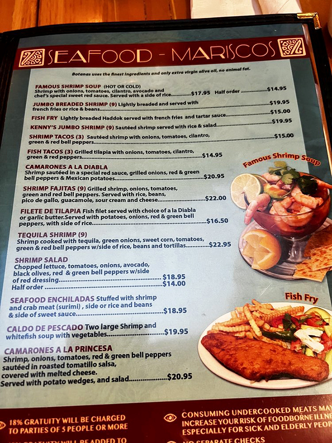 The seafood menu at Botanas reads like a love letter to the ocean. Those shrimp options alone could make Neptune himself swim upstream to Milwaukee.