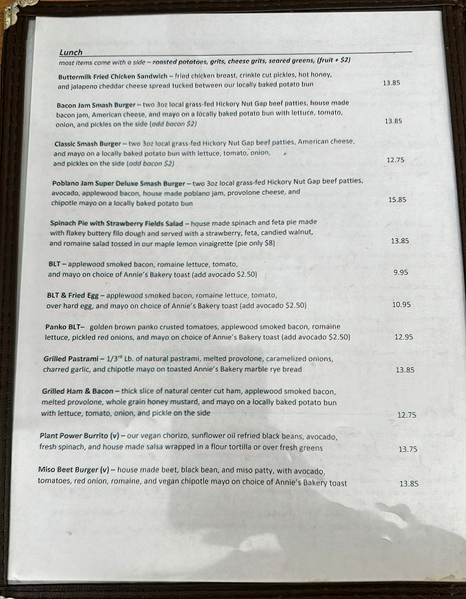 This menu reads like a love letter to local ingredients&mdash;Hickory Nut Gap beef, Annie's Bakery bread, and house-made jams transform familiar favorites into something extraordinary.