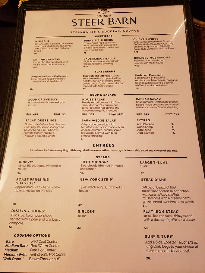 A menu that doesn't need fancy fonts or pretentious descriptions&mdash;just straightforward promises of beef excellence that make decision-making deliciously difficult.