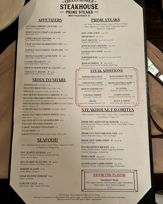 This menu isn't just a list of options; it's a declaration that some traditions are worth preserving in their most glorious form.