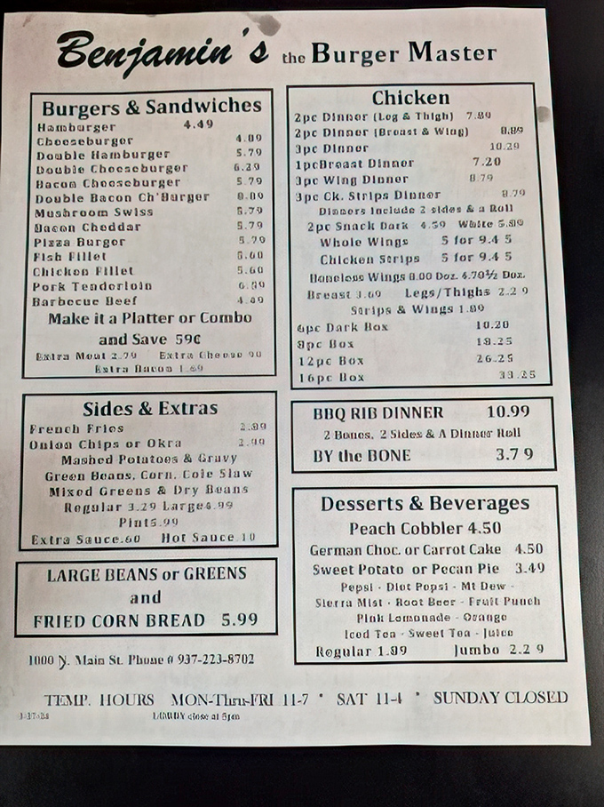 The menu board reads like a love letter to comfort food classics. No fancy descriptions needed when the food speaks this loudly.