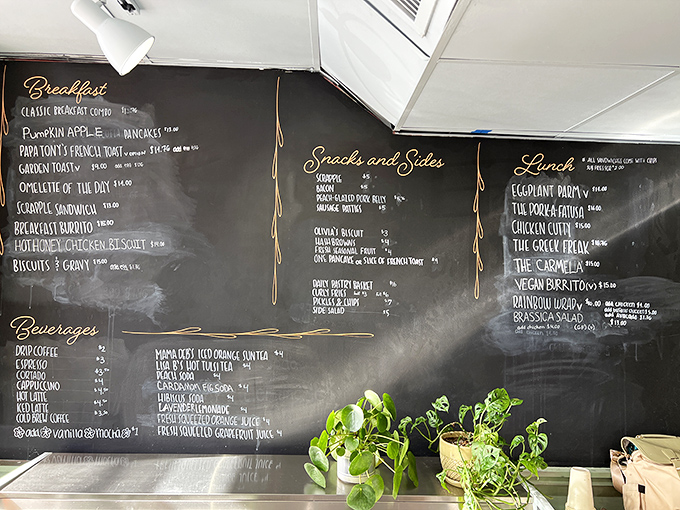 The chalkboard menu &ndash; breakfast's version of the Rosetta Stone &ndash; deciphers the path to morning happiness with classics and creative specialties alike.