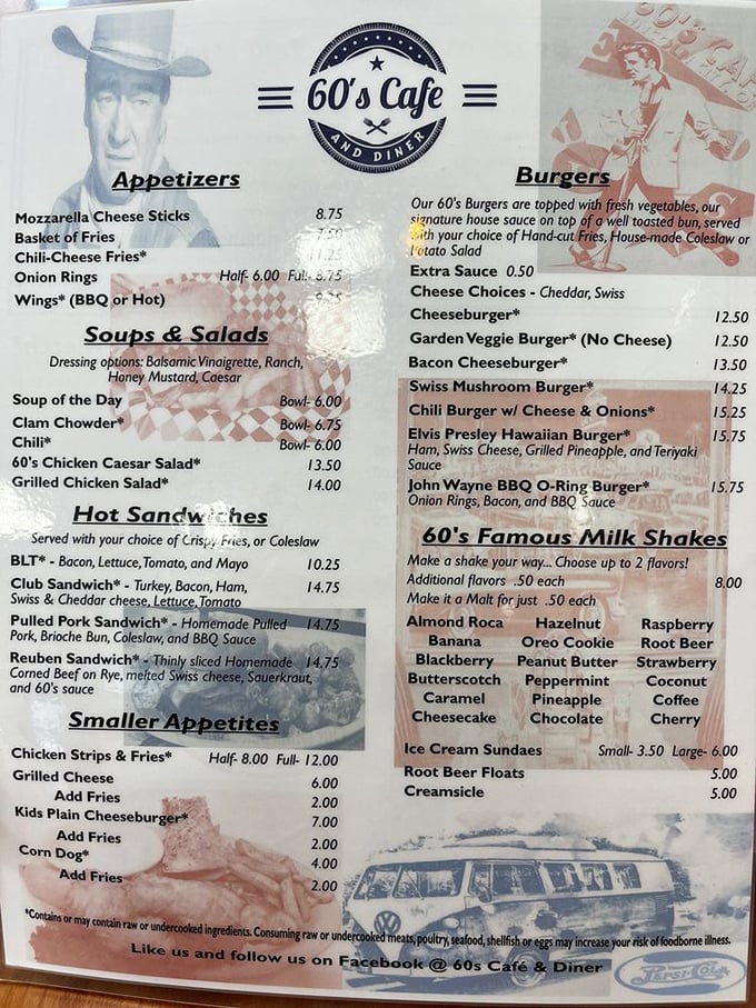 This menu isn't just a list of food&mdash;it's a roadmap to happiness. John Wayne has a burger named after him, and after tasting it, you'll understand why the Duke would approve.