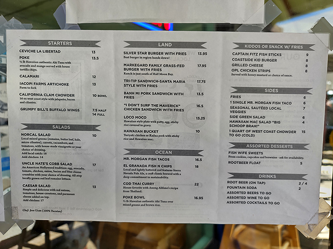 A menu that reads like a love letter to the sea. No foam reductions or deconstructed nonsense—just honest food that makes you want to high-five the chef.