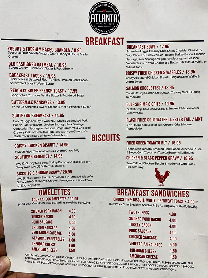 This menu isn't just a list of options&mdash;it's a roadmap to happiness. Each item promises a different route to breakfast nirvana.