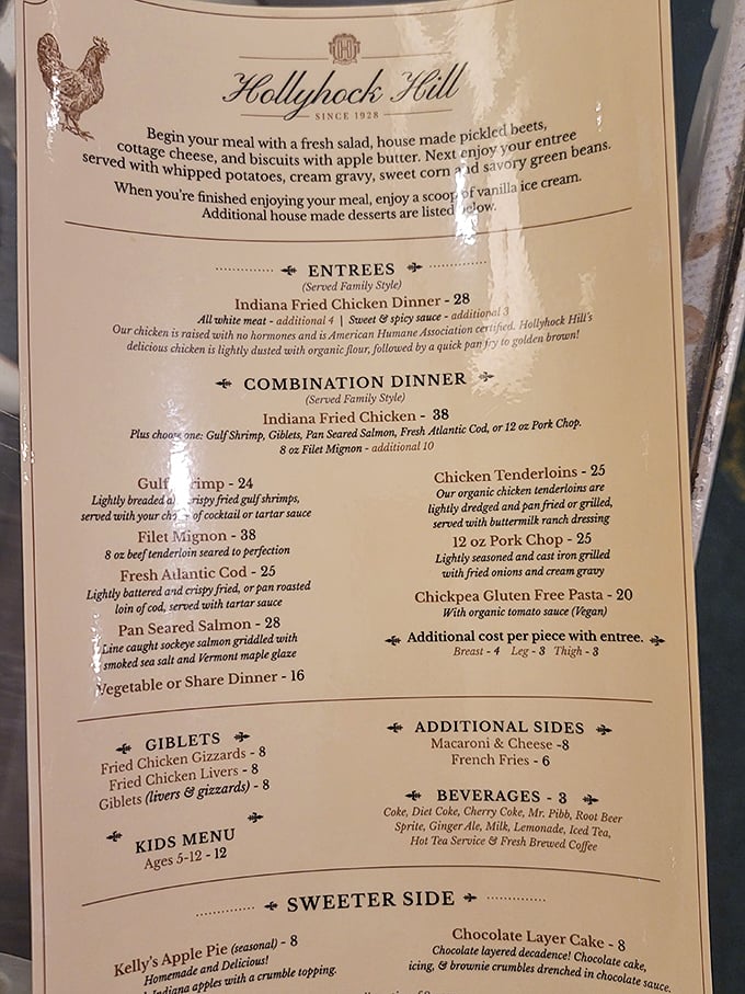 This menu isn't just a list of dishes&mdash;it's a love letter to Indiana comfort food traditions, with fried chicken taking center stage.