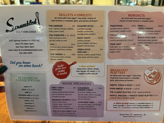 This menu isn't just a list&mdash;it's a roadmap to breakfast nirvana. Choose your adventure wisely, though you can't really go wrong.