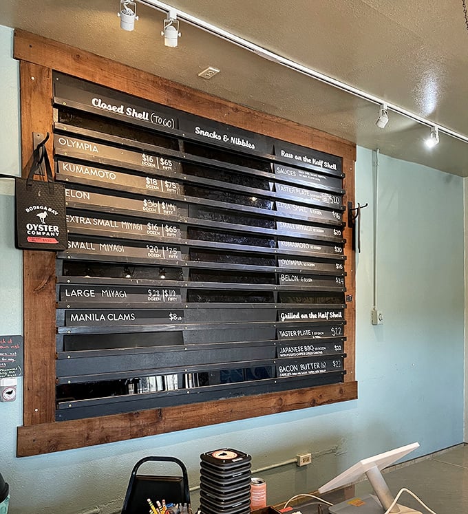 This menu board isn't just information&mdash;it's a maritime treasure map. Each line represents a different adventure your taste buds can embark on.