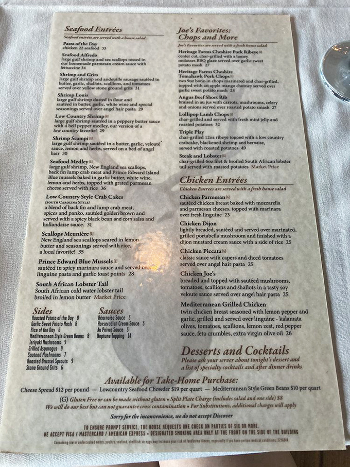 A menu that reads like a love letter to seafood and steak lovers. The hardest part? Deciding what not to order.