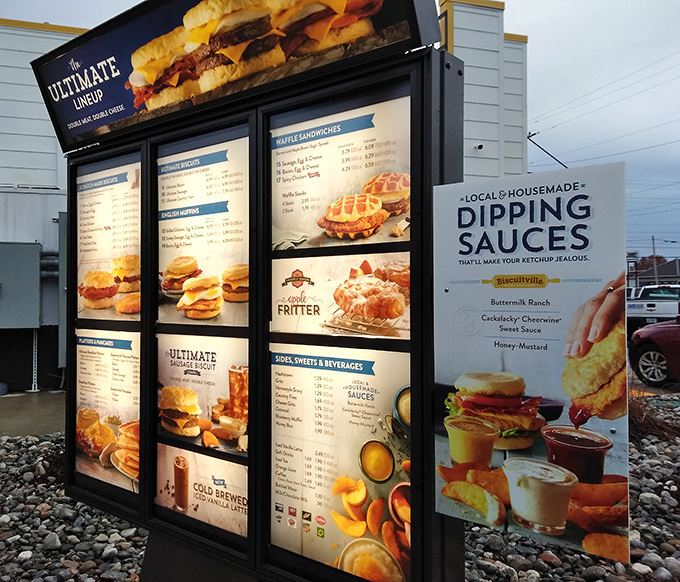 The menu board reads like a love letter to Southern breakfast traditions, with options that make decision-making the hardest part of your morning.