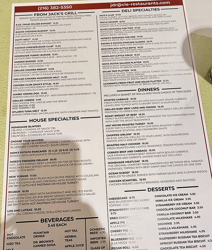 This menu isn't just a list of food &ndash; it's a roadmap to happiness with landmarks like blintzes, matzo balls, and triple-decker sandwiches.